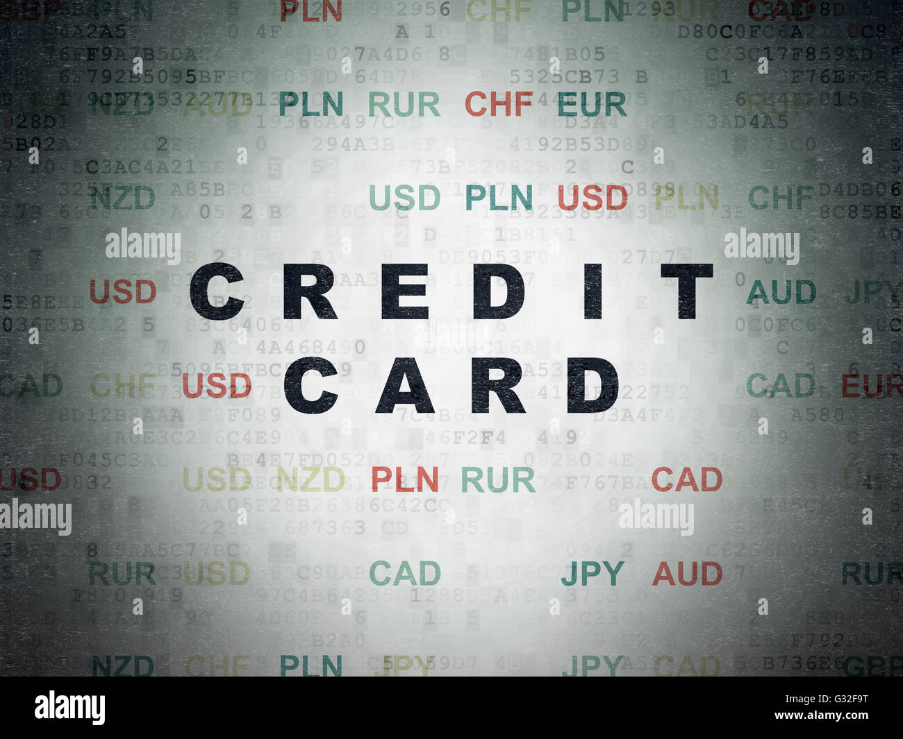 Banking concept: Credit Card on Digital Data Paper background Stock ...