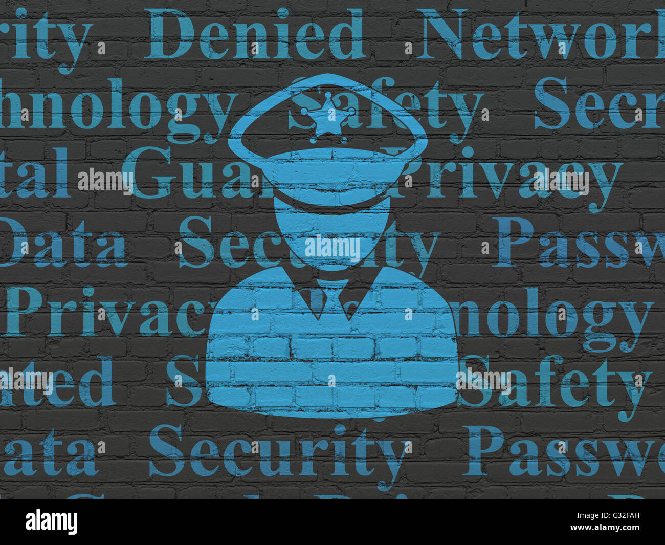 Protection concept: Police on wall background Stock Photo - Alamy