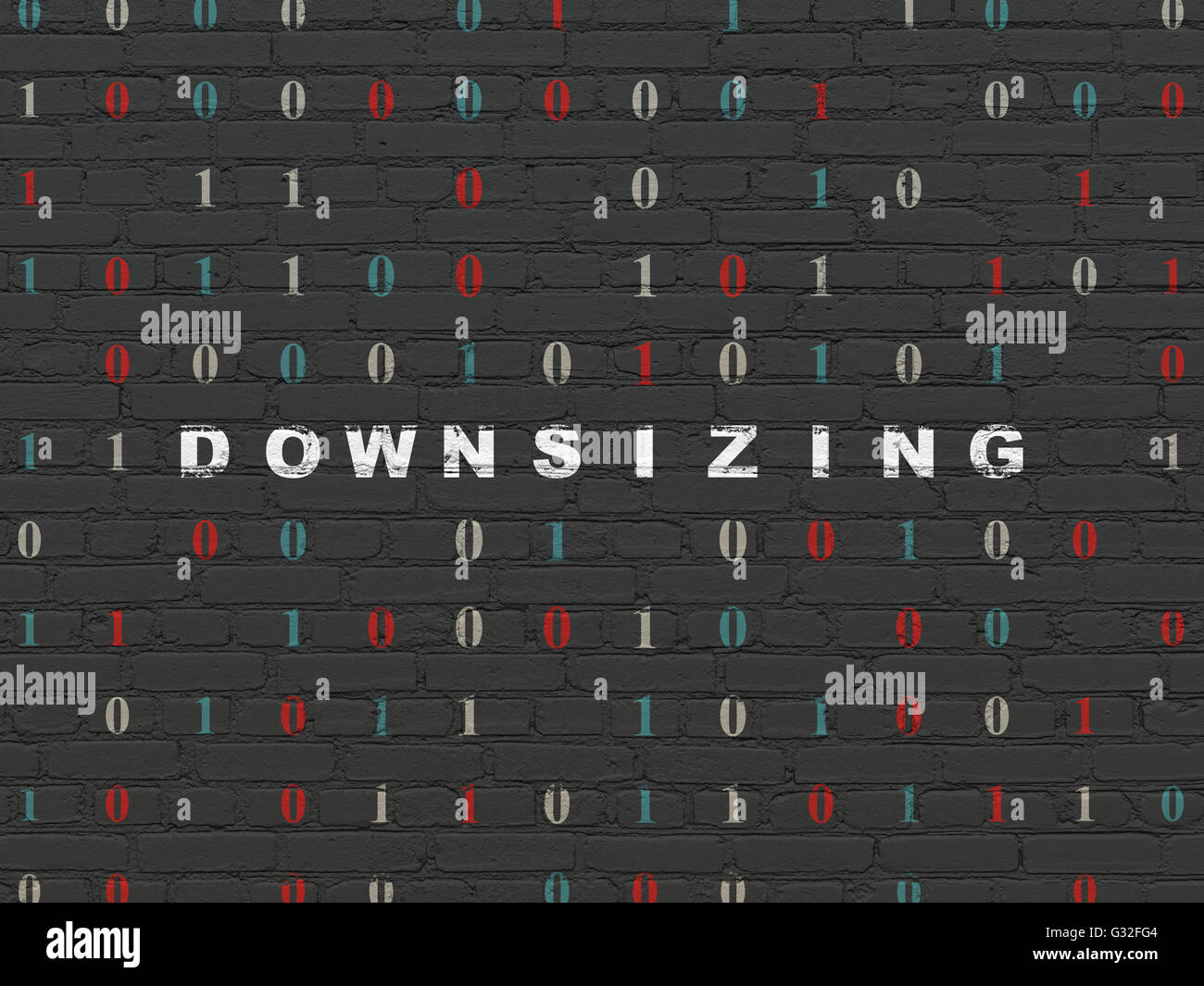 Finance concept: Downsizing on wall background Stock Photo - Alamy