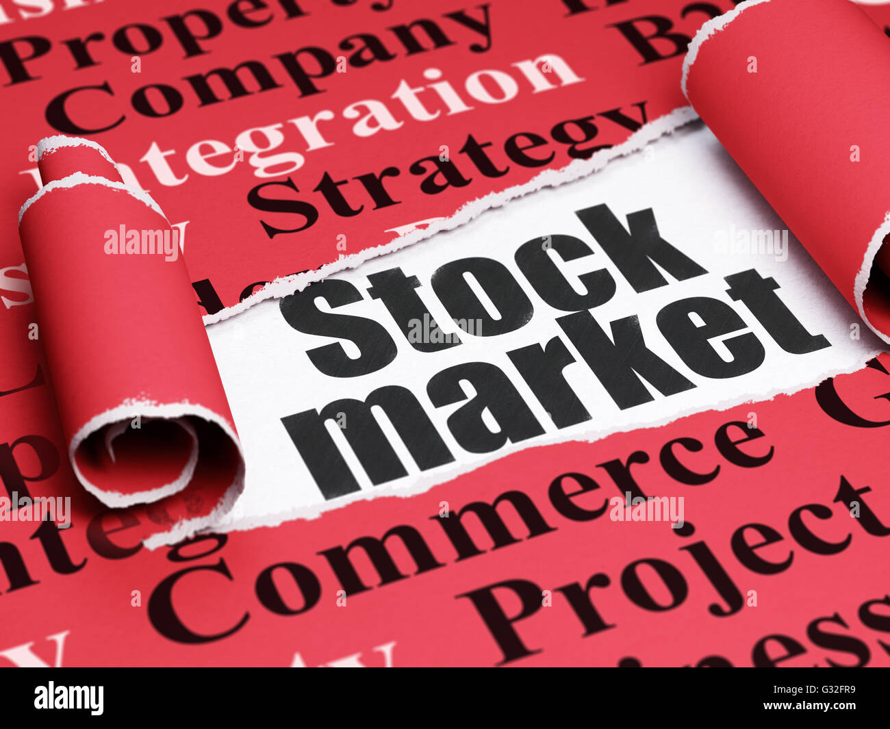 Finance concept: black text Stock Market under the piece of torn paper Stock Photo - Alamy