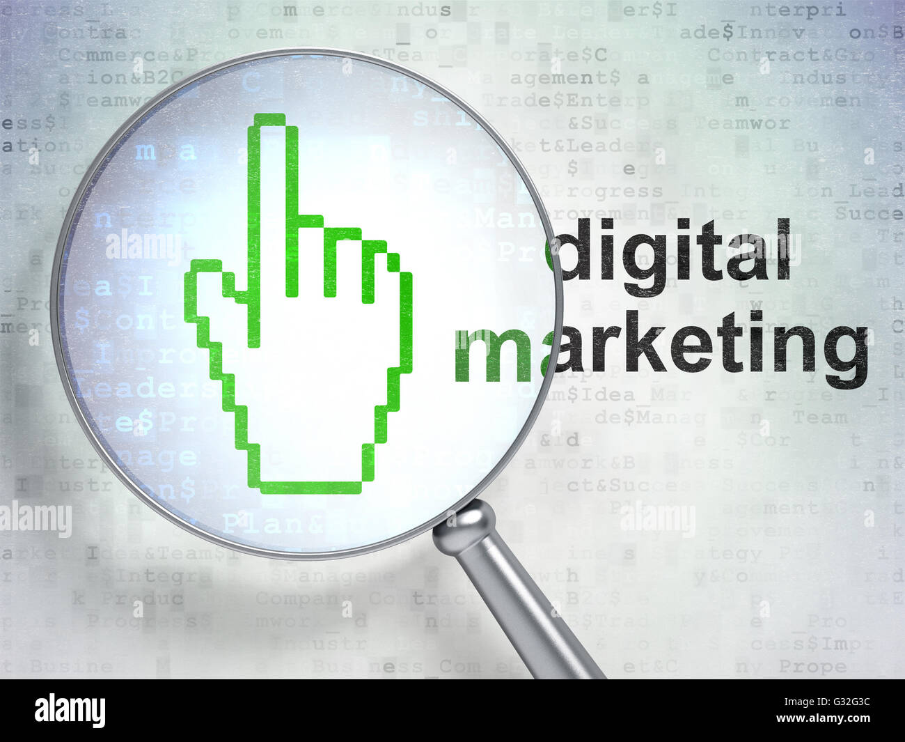 Marketing concept: Mouse Cursor and Digital Marketing with optical ...