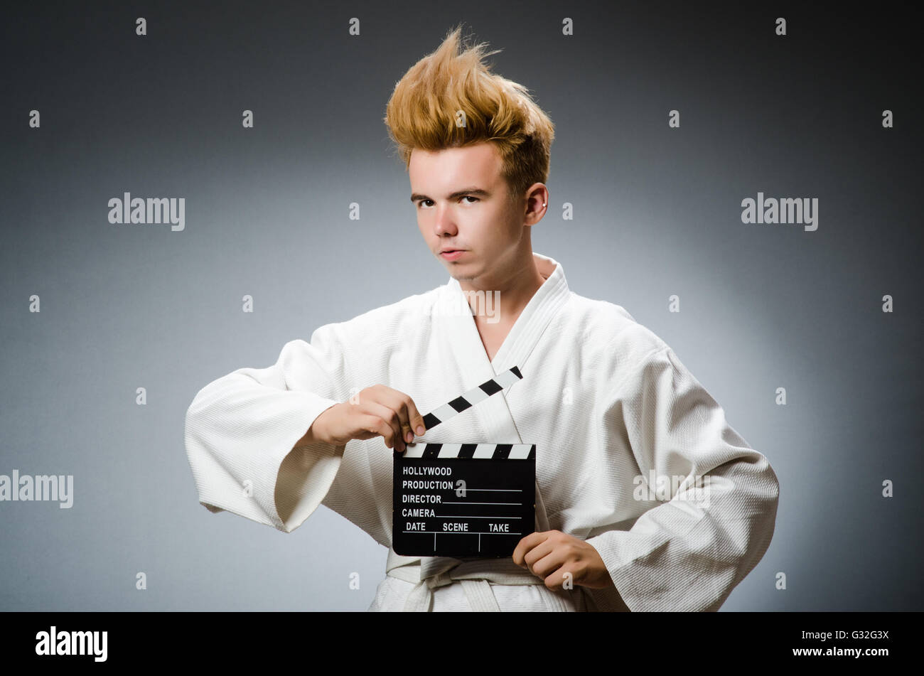 Funny karate fighter in sports concept Stock Photo - Alamy