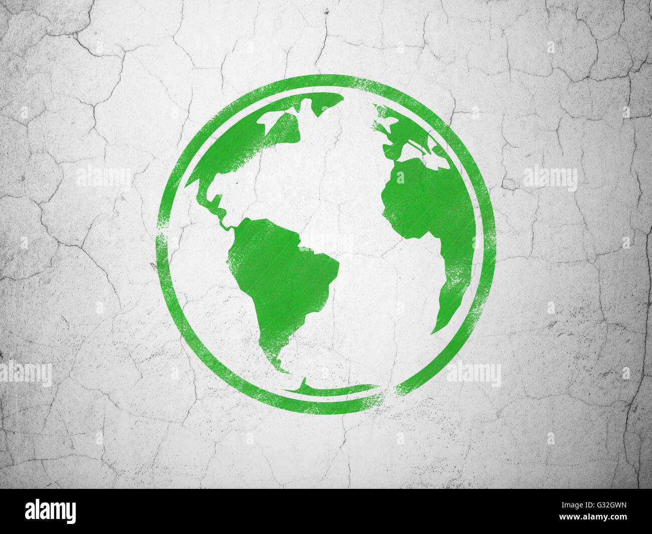 Science concept: Globe on wall background Stock Photo - Alamy