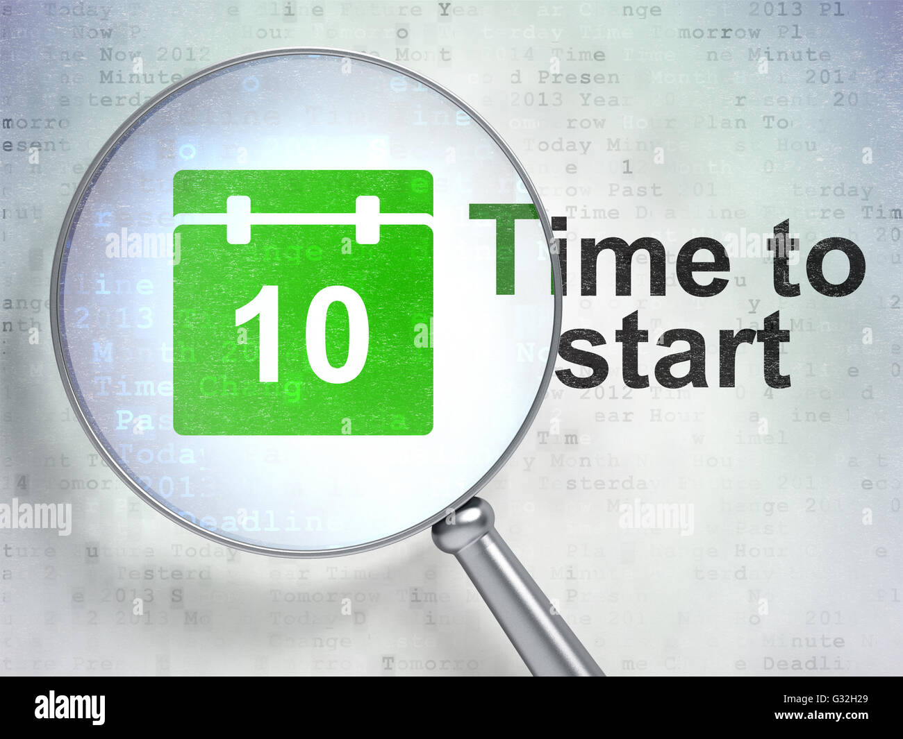 Timeline concept: Calendar and Time to Start with optical glass Stock ...