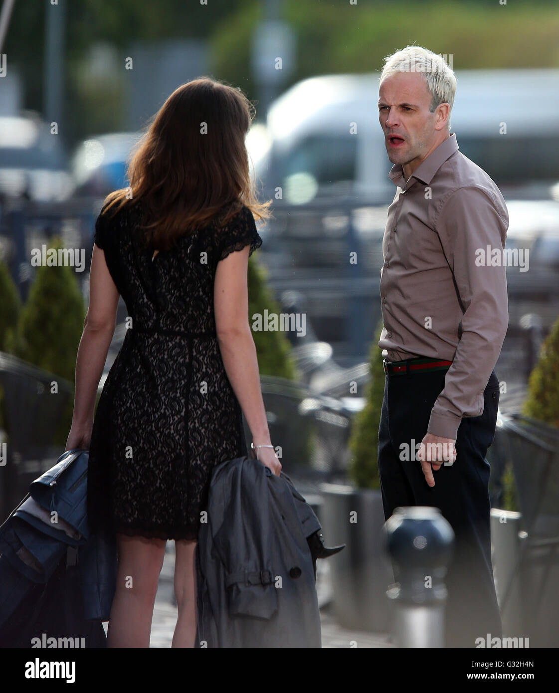 Actor Jonny Lee Miller (right) with an unknow actress during the ...