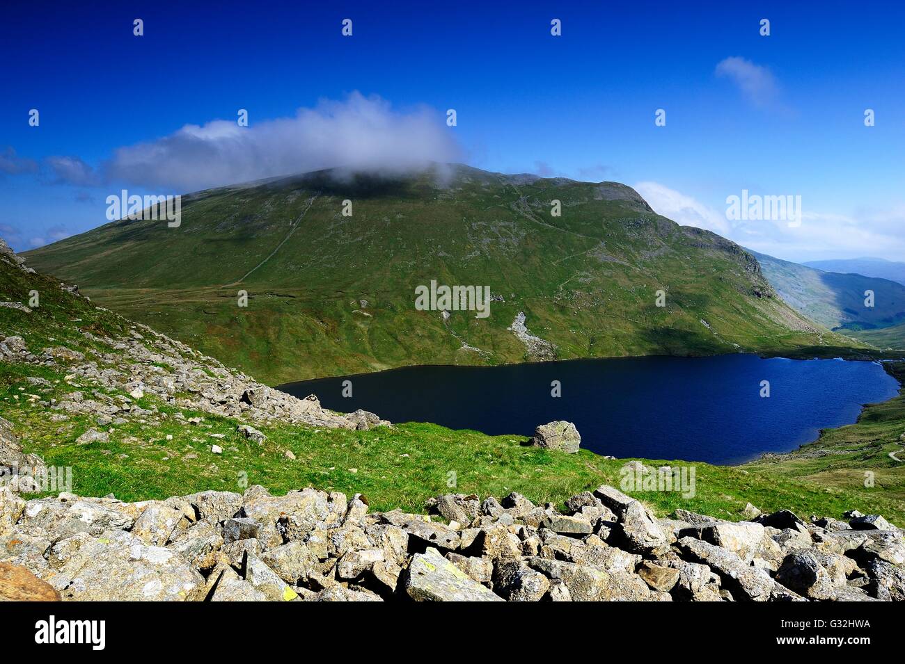 Low clouds over Helvellyn from Grisedale Hause Stock Photo - Alamy