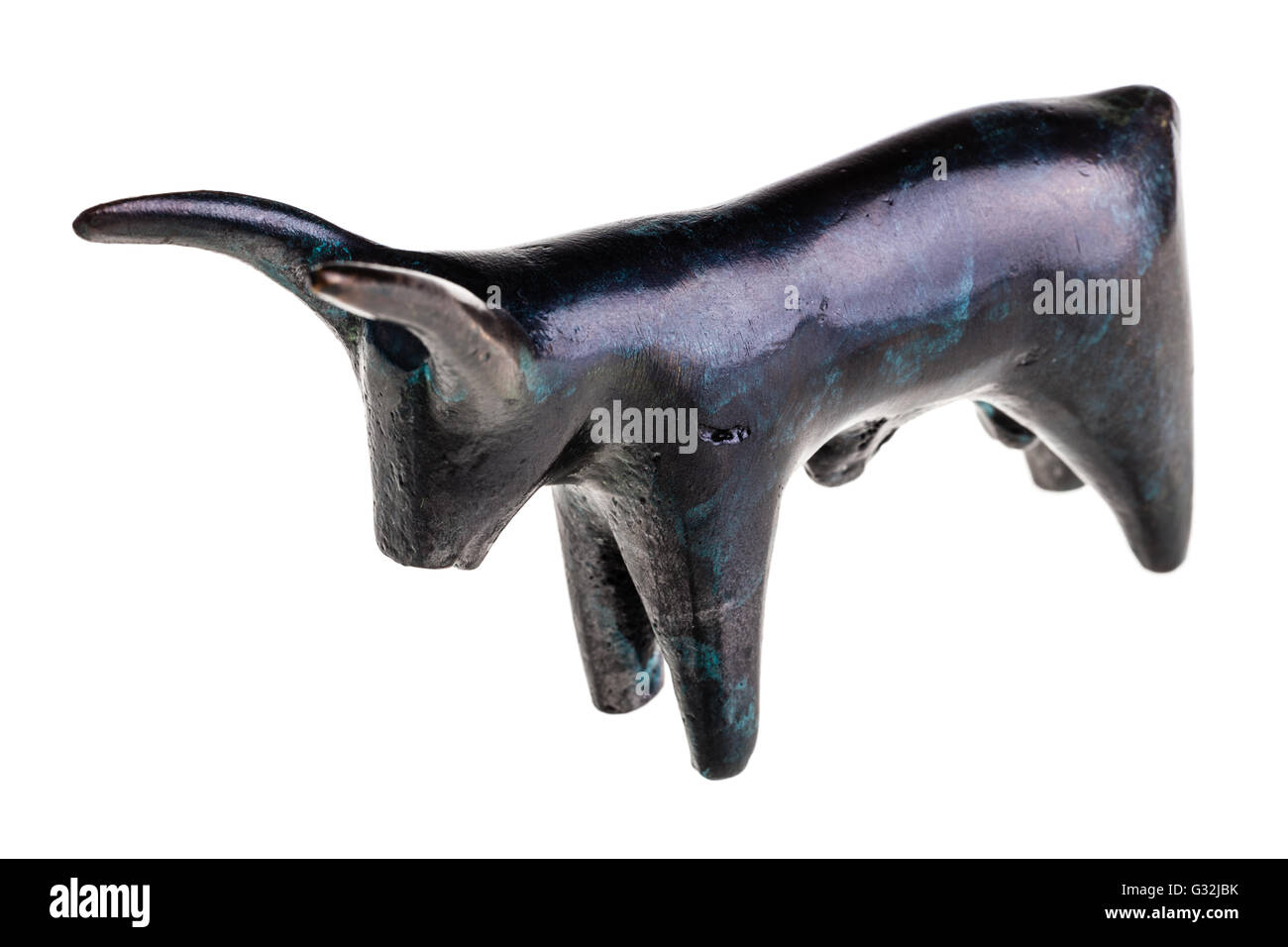 a stone bull statuette isolated over a white background Stock Photo - Alamy