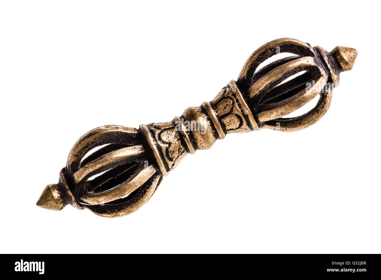 a vajra, a ritual object used in buddhist ceremonies, isolated over a ...