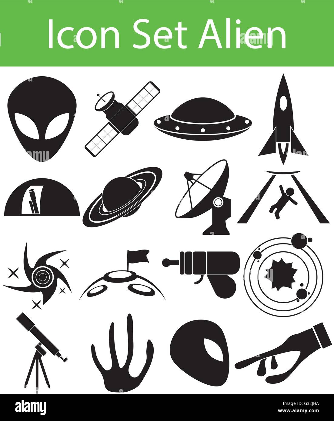 Icon Set Aliens with 16 icons for the creative use in graphic design ...