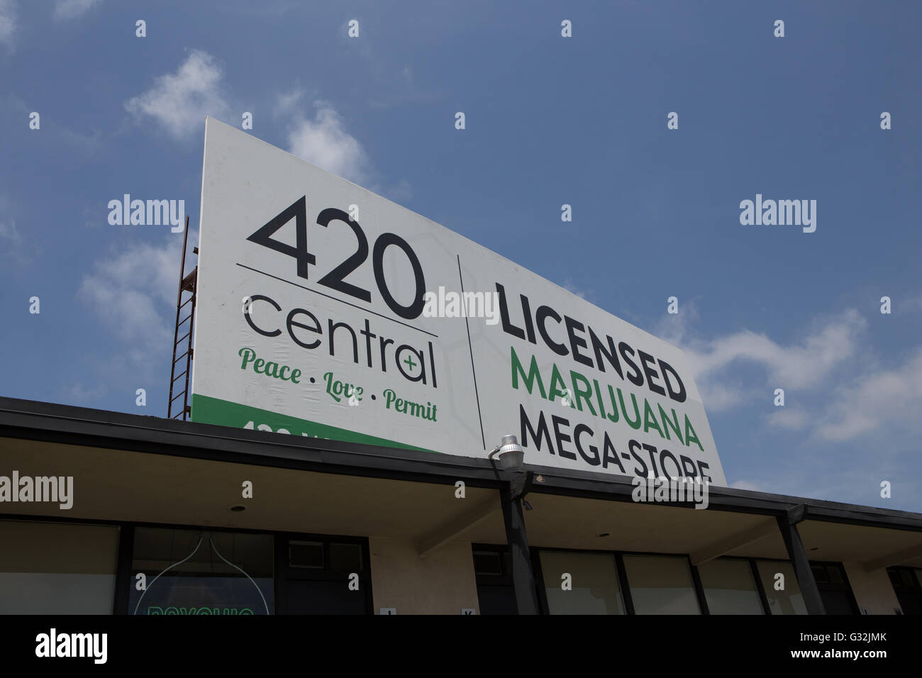 A sign for a licensed Marijuana store in Santa Ana California USA Stock ...