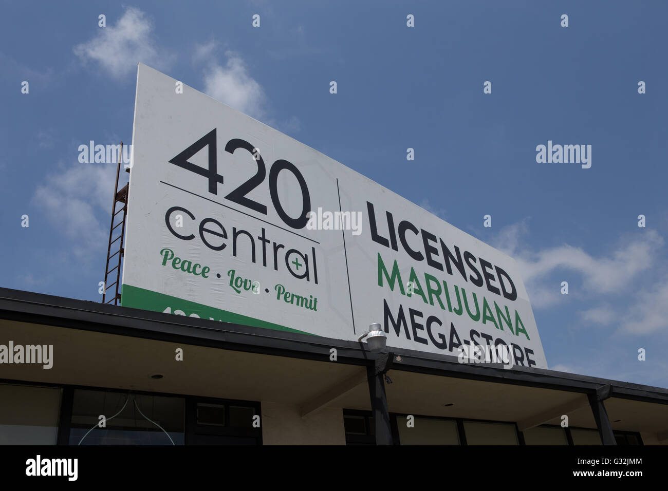 A sign for a licensed Marijuana store in Santa Ana California USA Stock ...