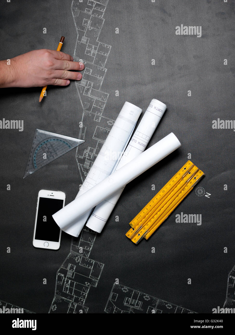 Part of architectural project Stock Photo - Alamy