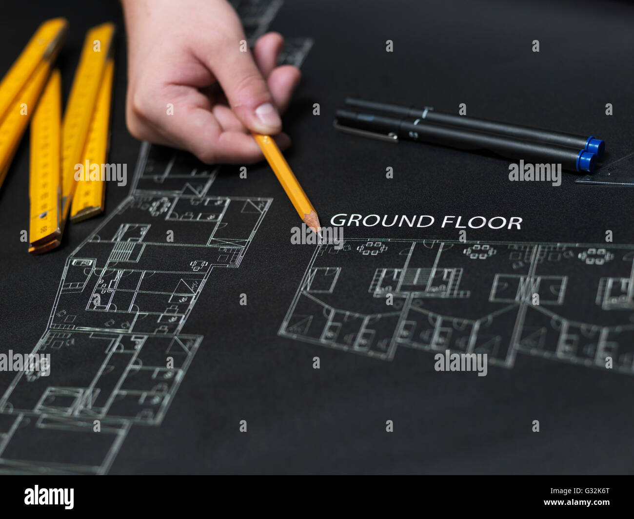 Part of architectural project Stock Photo - Alamy