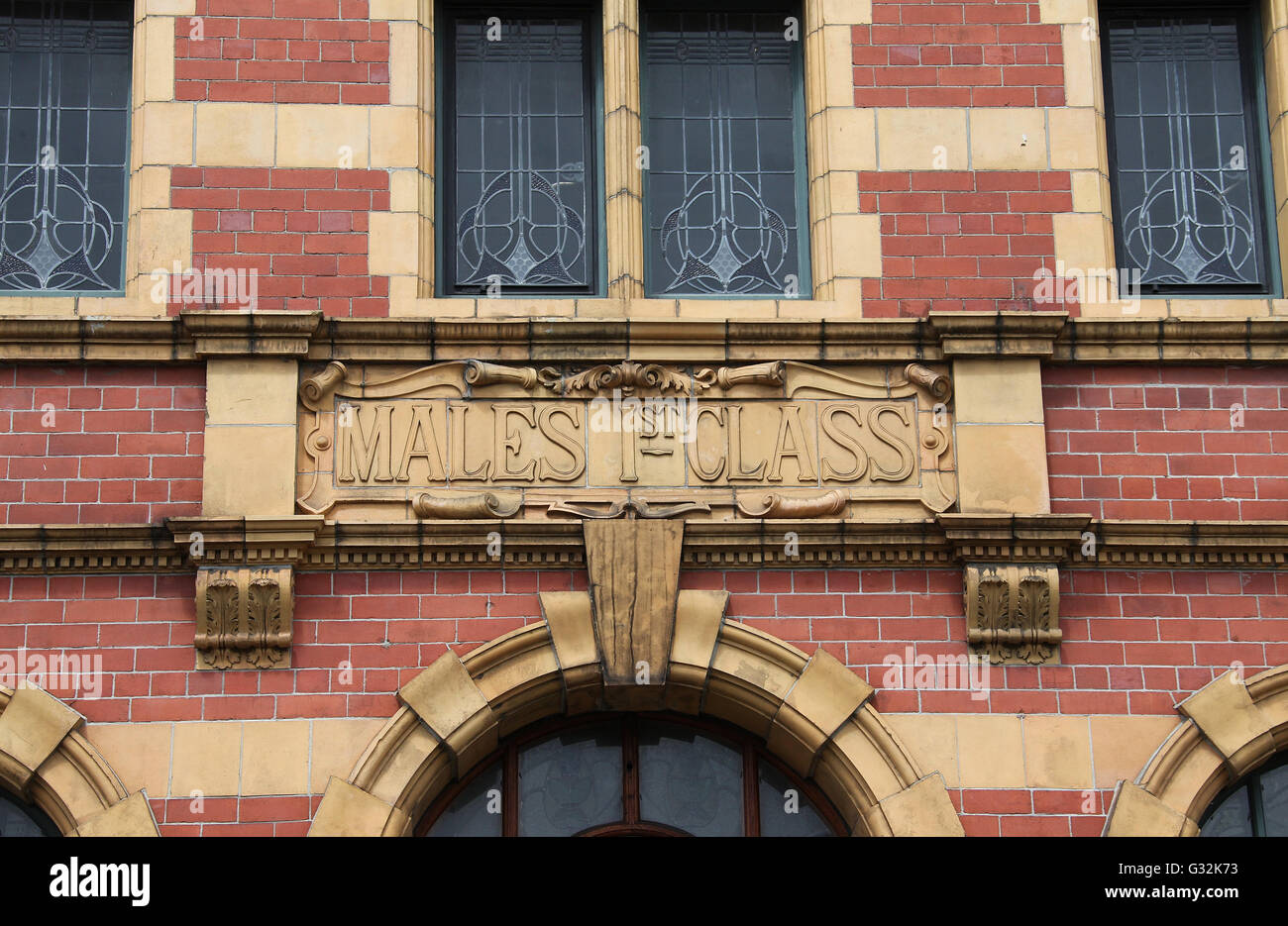 Facade of the Edwardian era Victoria Baths at Chorlton-upon-Medlock in ...