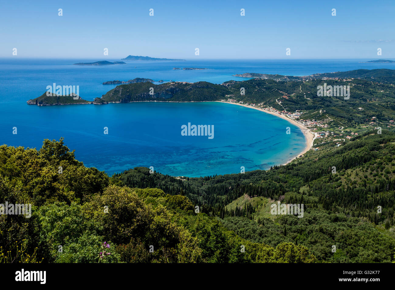An Elevated View of The Resort Of Agios Georgios, Corfu Island, Greece ...