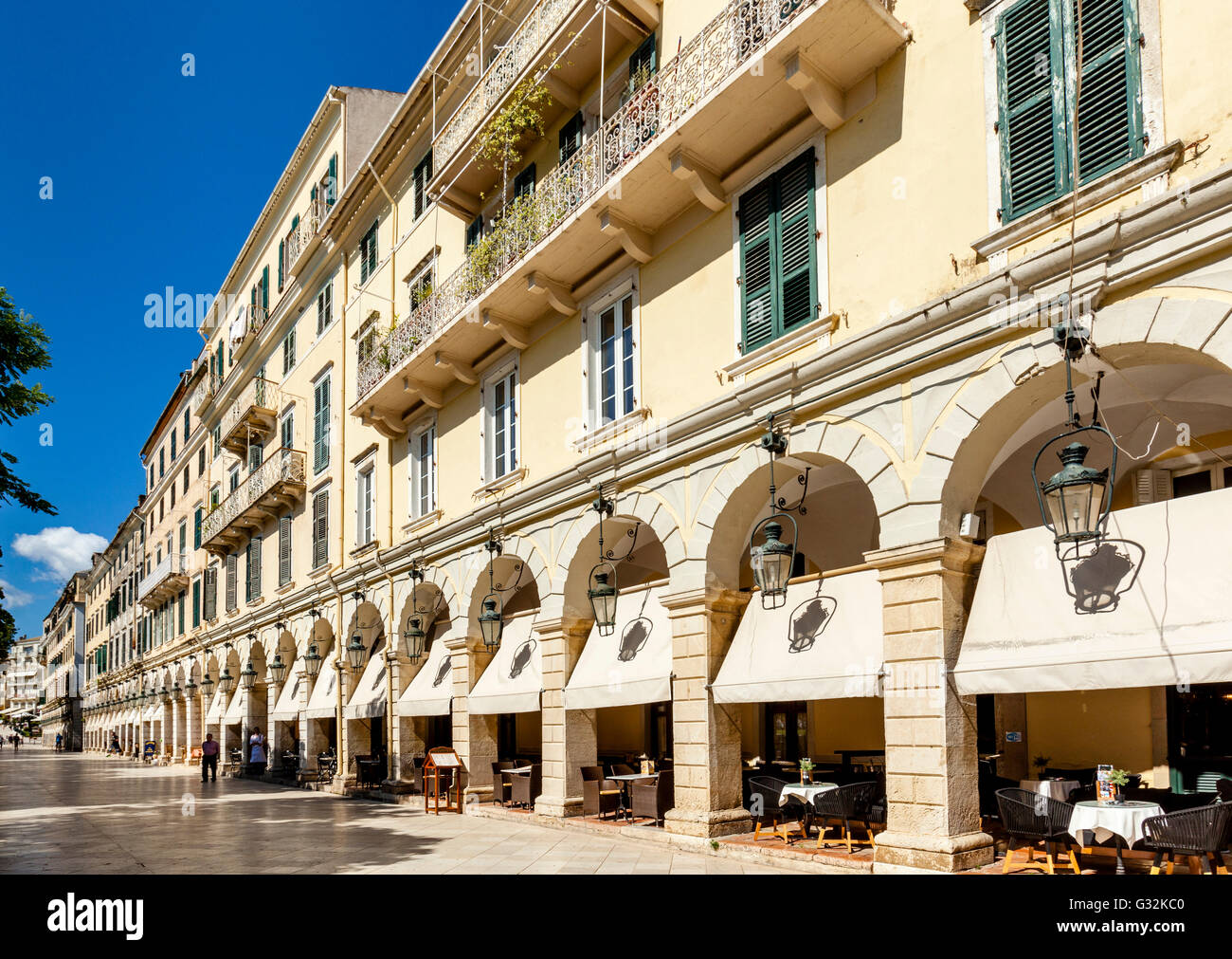 The Fashionable Liston Area Of Corfu Old Town, Corfu, Greece Stock ...