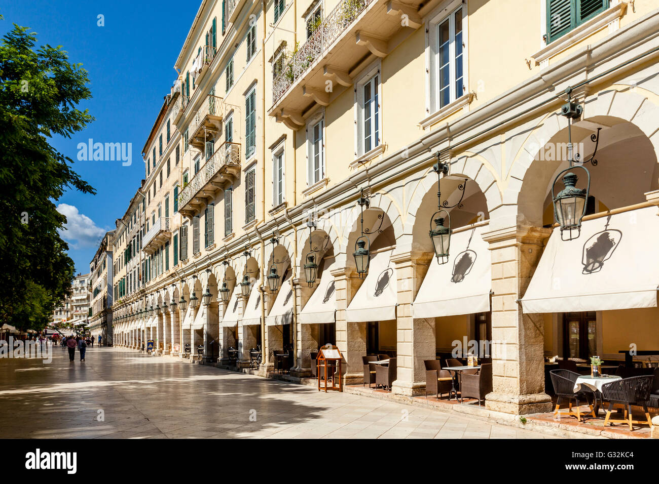 The Fashionable Liston Area Of Corfu Old Town, Corfu, Greece Stock ...
