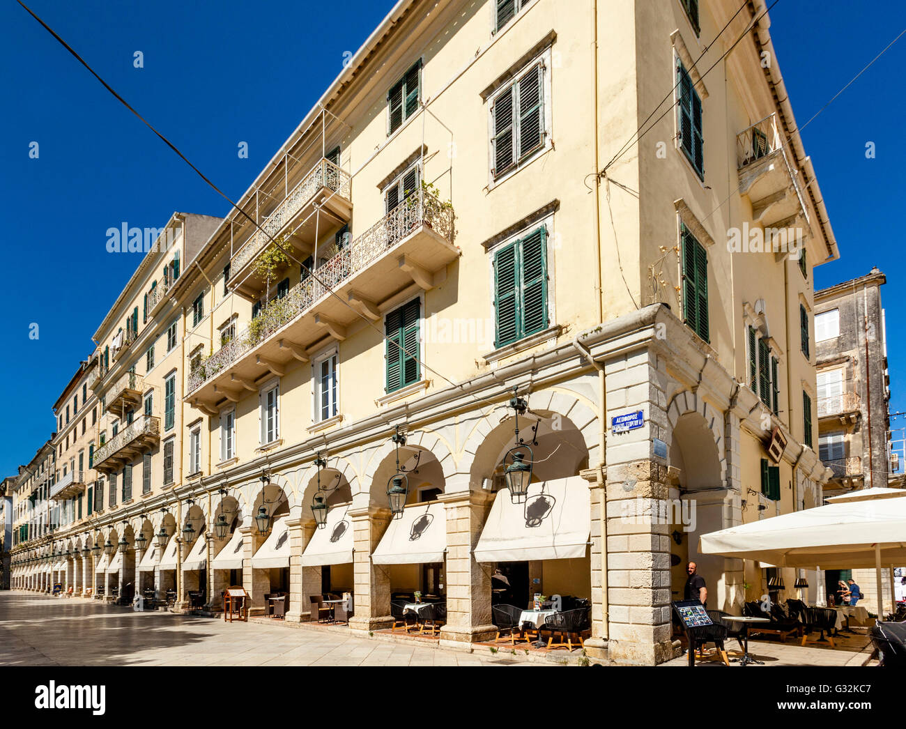 The Fashionable Liston Area Of Corfu Old Town, Corfu, Greece Stock ...