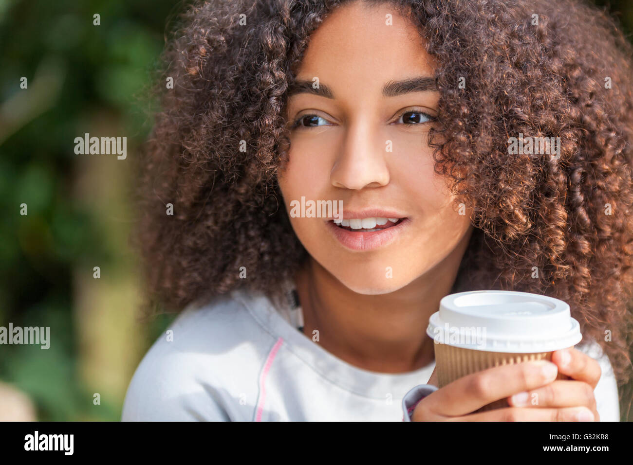 Beautiful Happy Mixed Race African American Girl Teenager Female Young