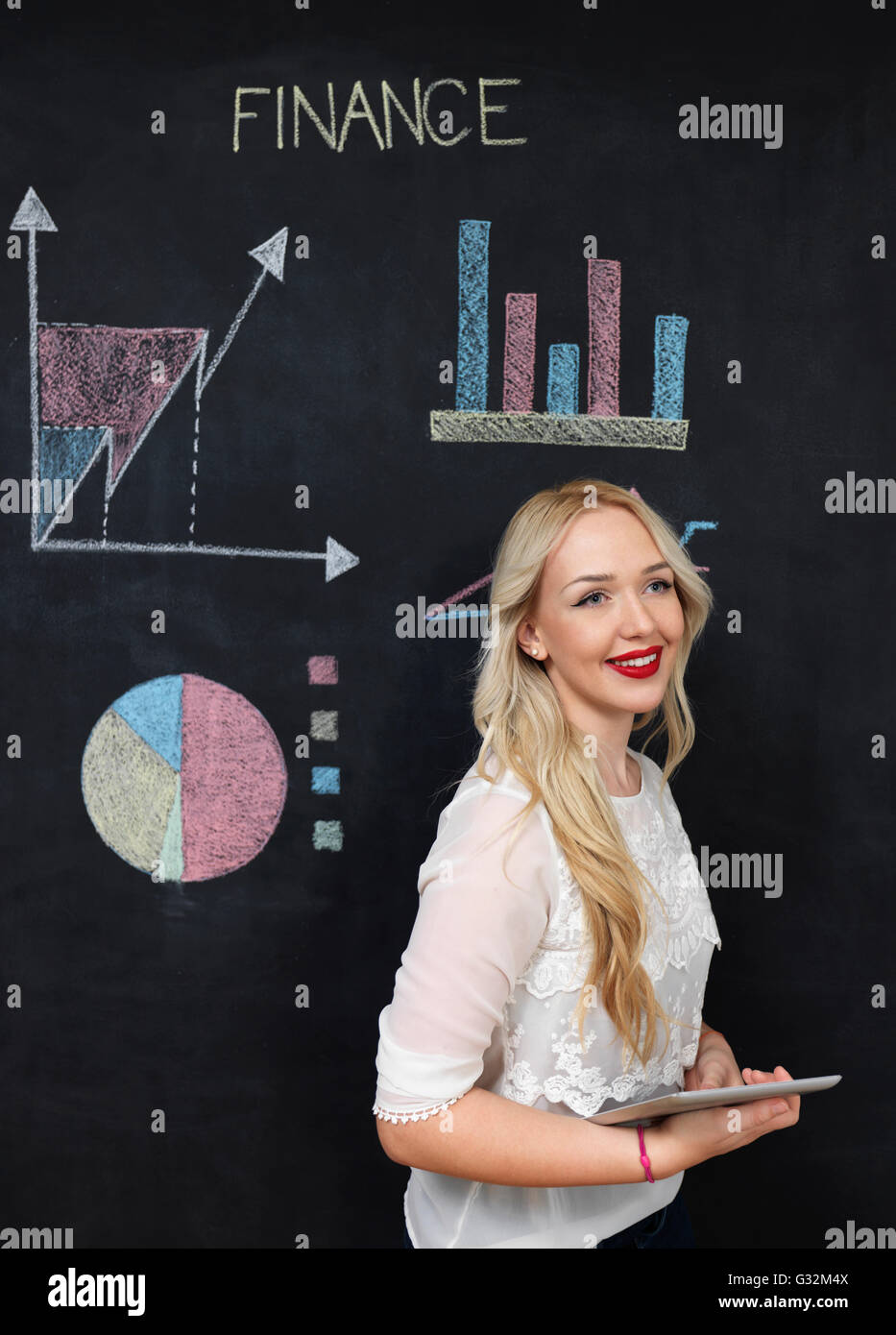 business and finaces concept - smiling business woman presenting ...