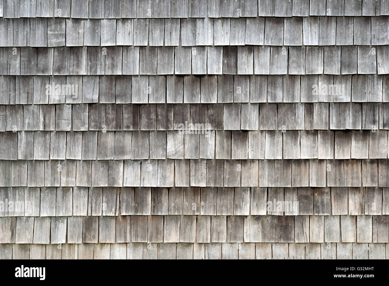 Detail of Larch wood tiles, traditional construction in Chiloe Stock ...