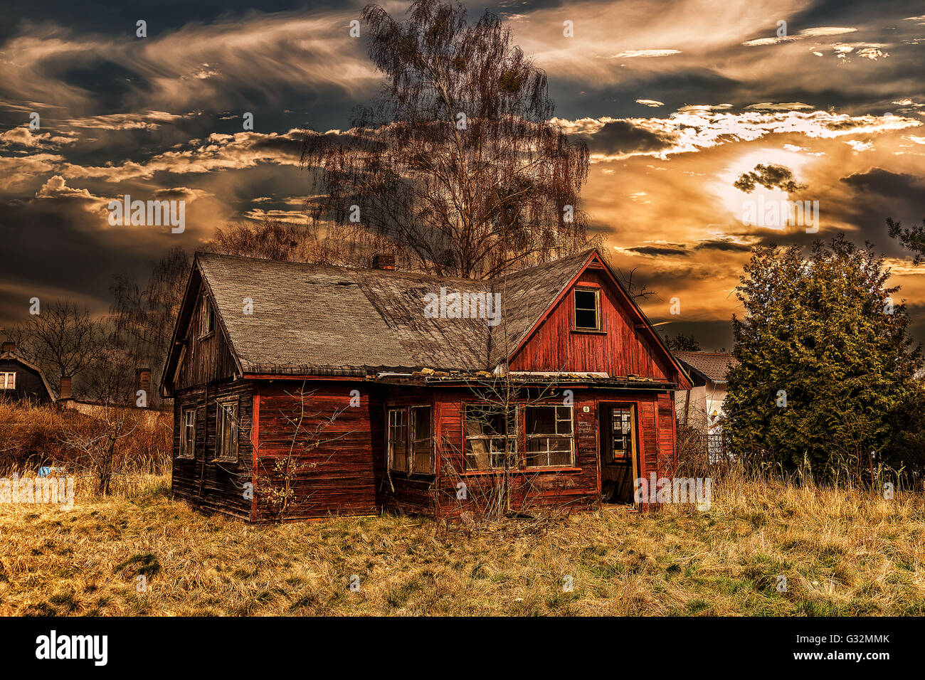 Old wooden house in HDR, photo taken in Germany Stock Photo - Alamy