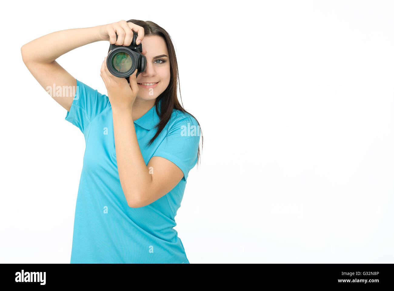 Photo female photographer camera Cut Out Stock Images & Pictures - Alamy
