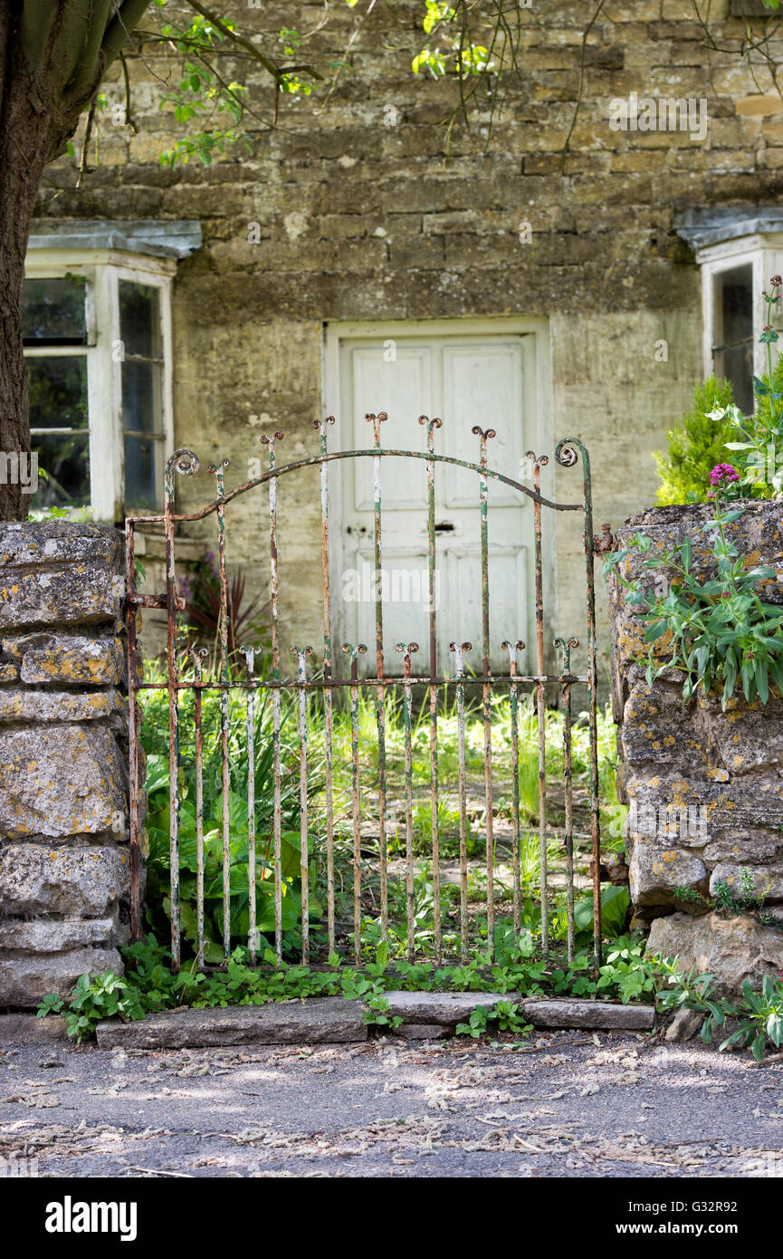 Old wrought iron cottage gate. Over Norton, Oxfordshire, England Stock ...