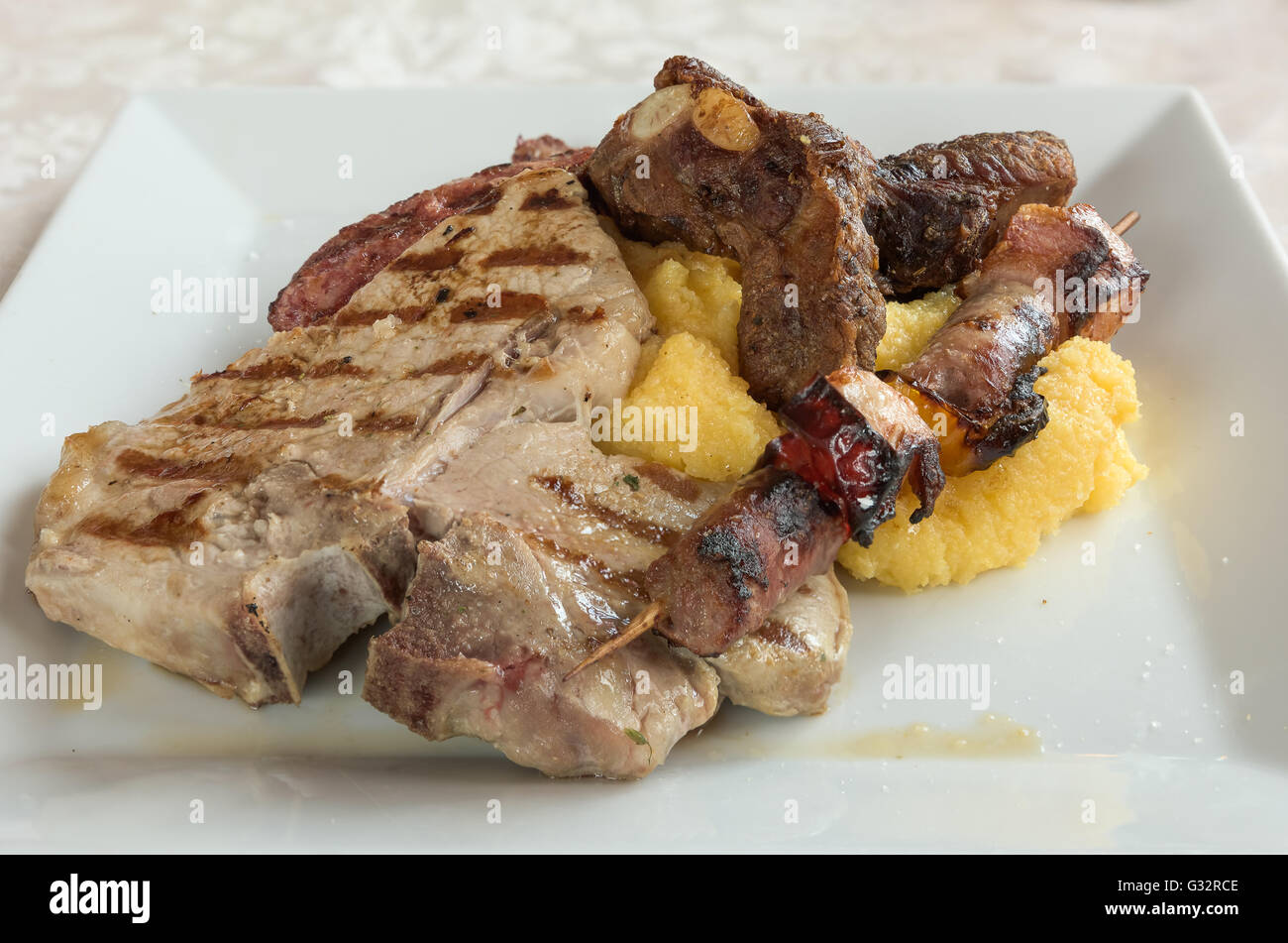 Mix meat pork beef restaurant hi-res stock photography and images - Alamy
