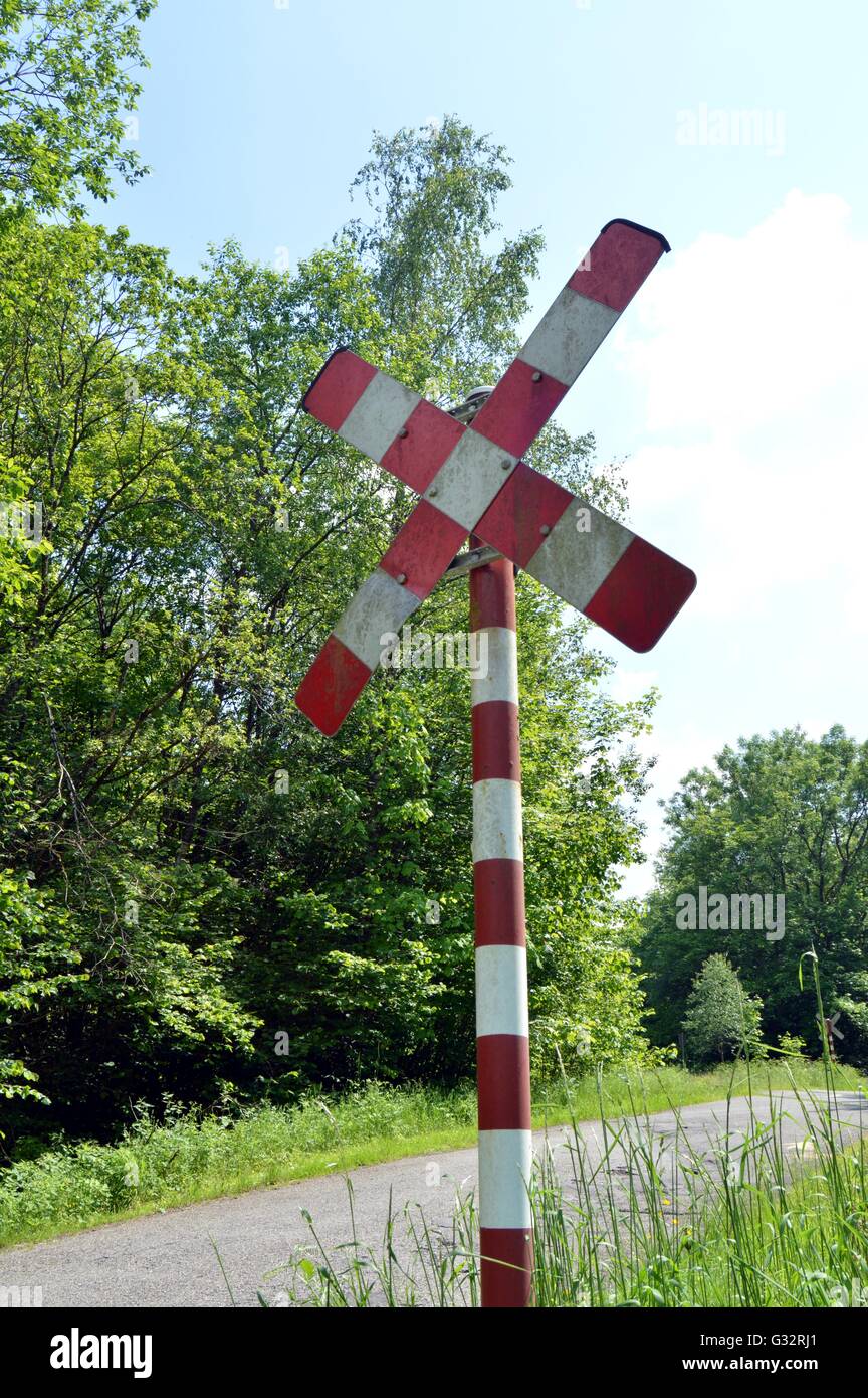 Steam train crossing road signs hi-res stock photography and images - Alamy