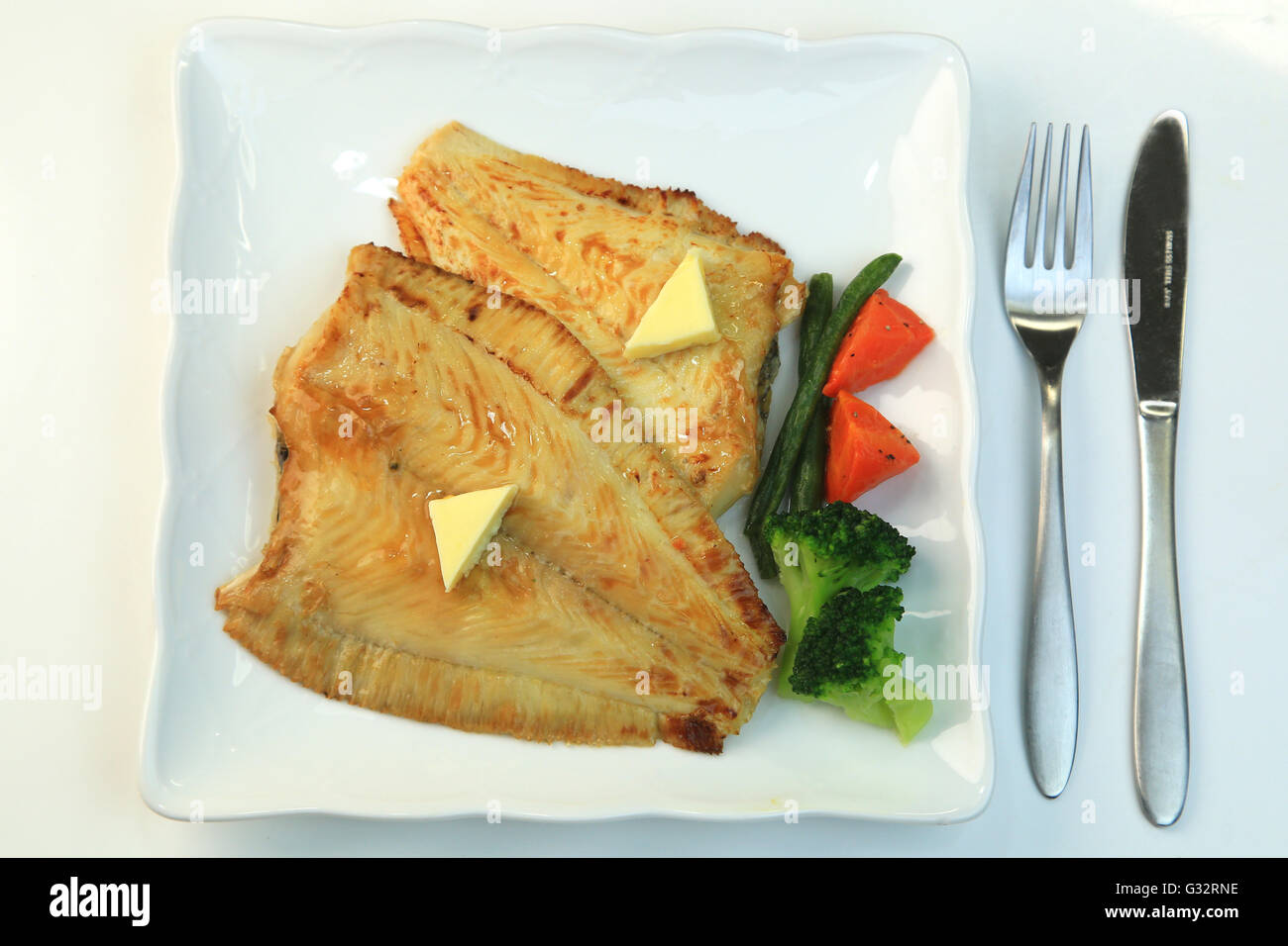 Flatfish Broiled with Butter and Soy Sauce Stock Photo - Alamy