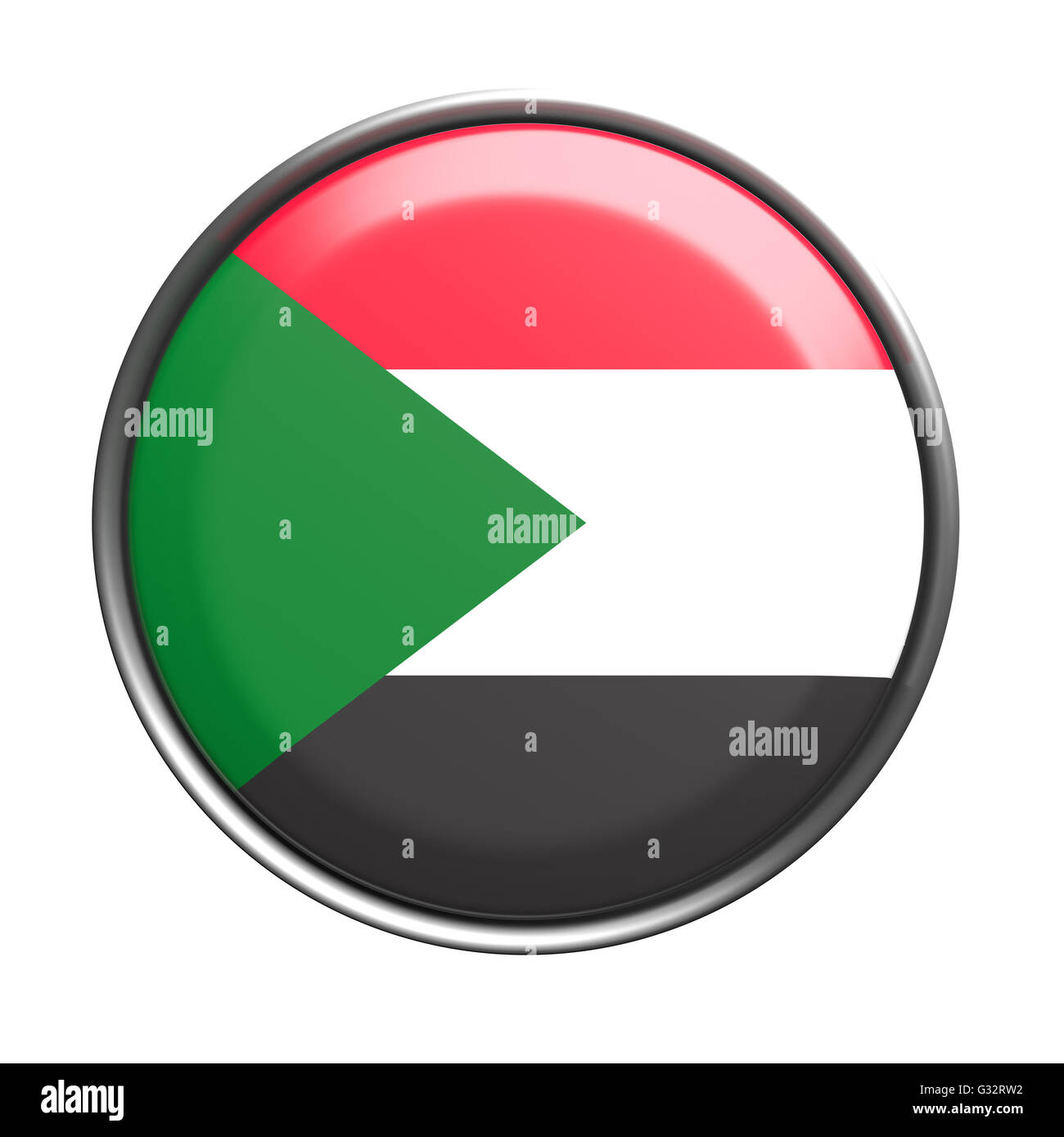 3d rendering of North Sudan button with flag on white background Stock ...