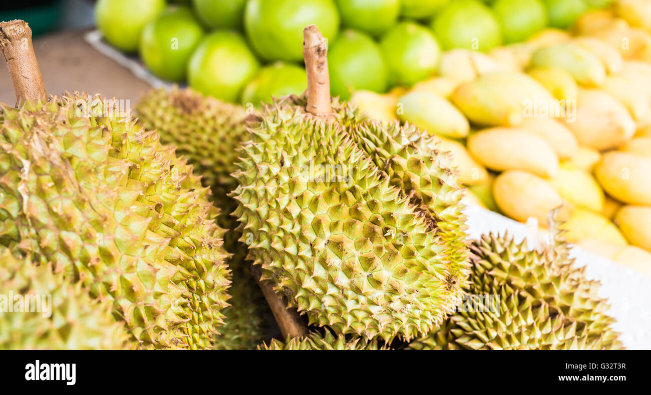 durian in the market Stock Photo - Alamy