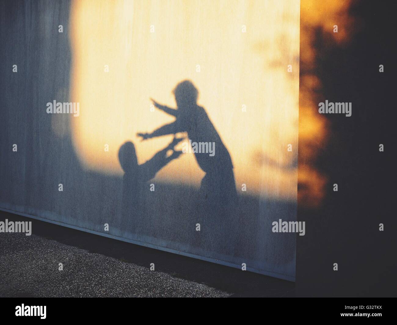 Shadow Of A Family With Two Teens