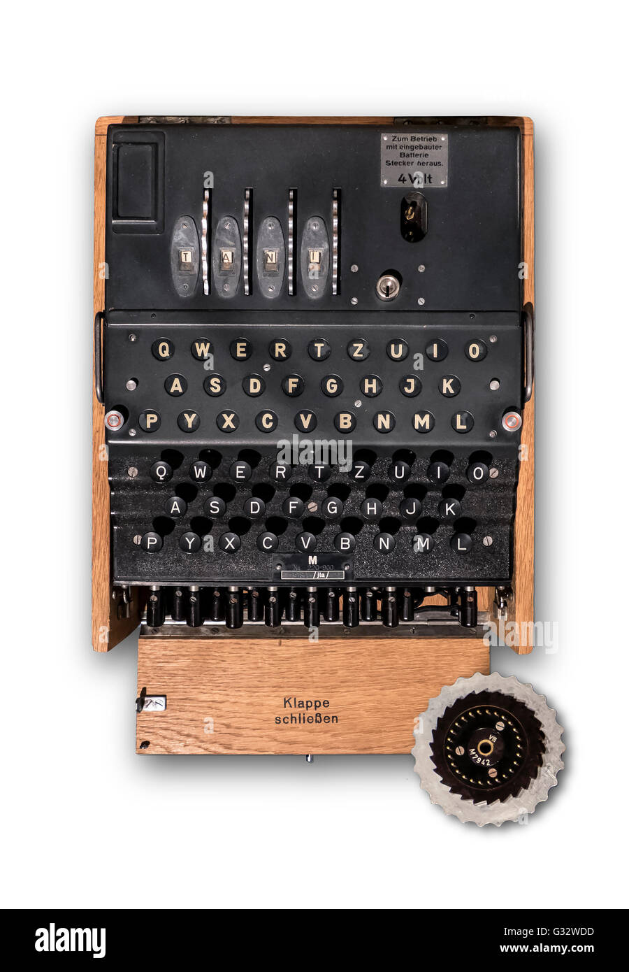 A top view of a World War 2 German Navy 4 rotor M-4 "Enigma"cypher ...