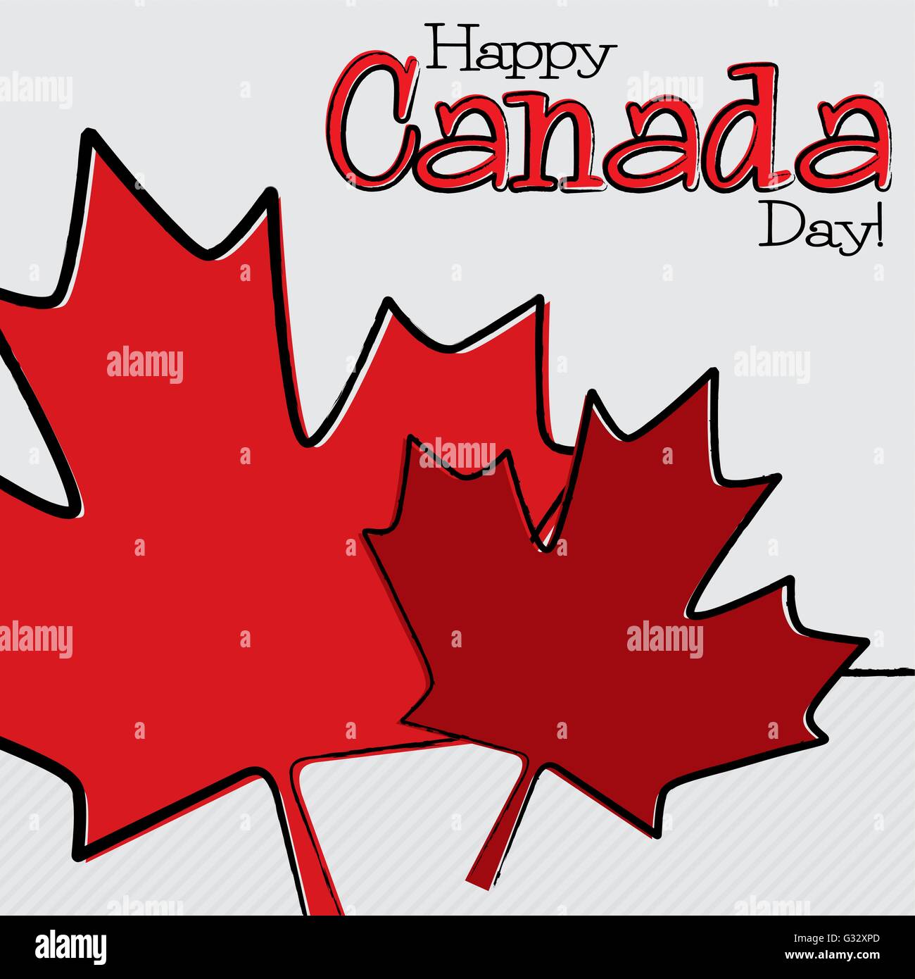 Hand drawn maple leaf Canada Day card in vector format Stock Vector ...