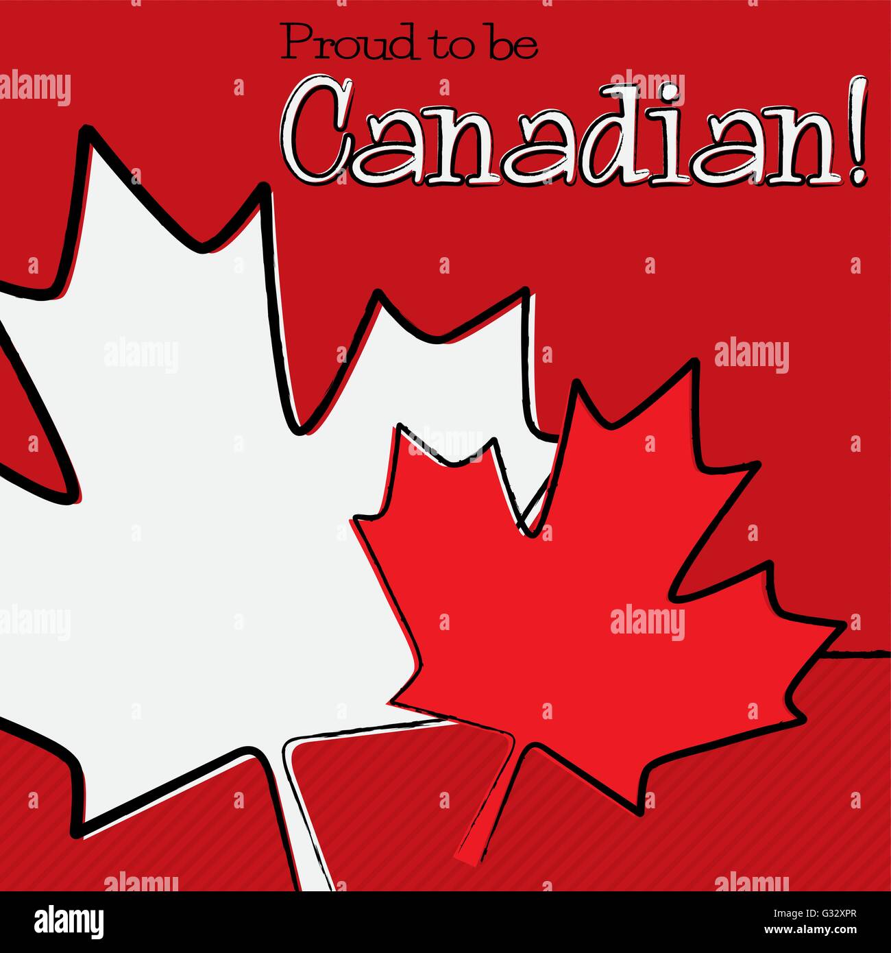 Hand drawn maple leaf Canada Day card in vector format Stock Vector ...