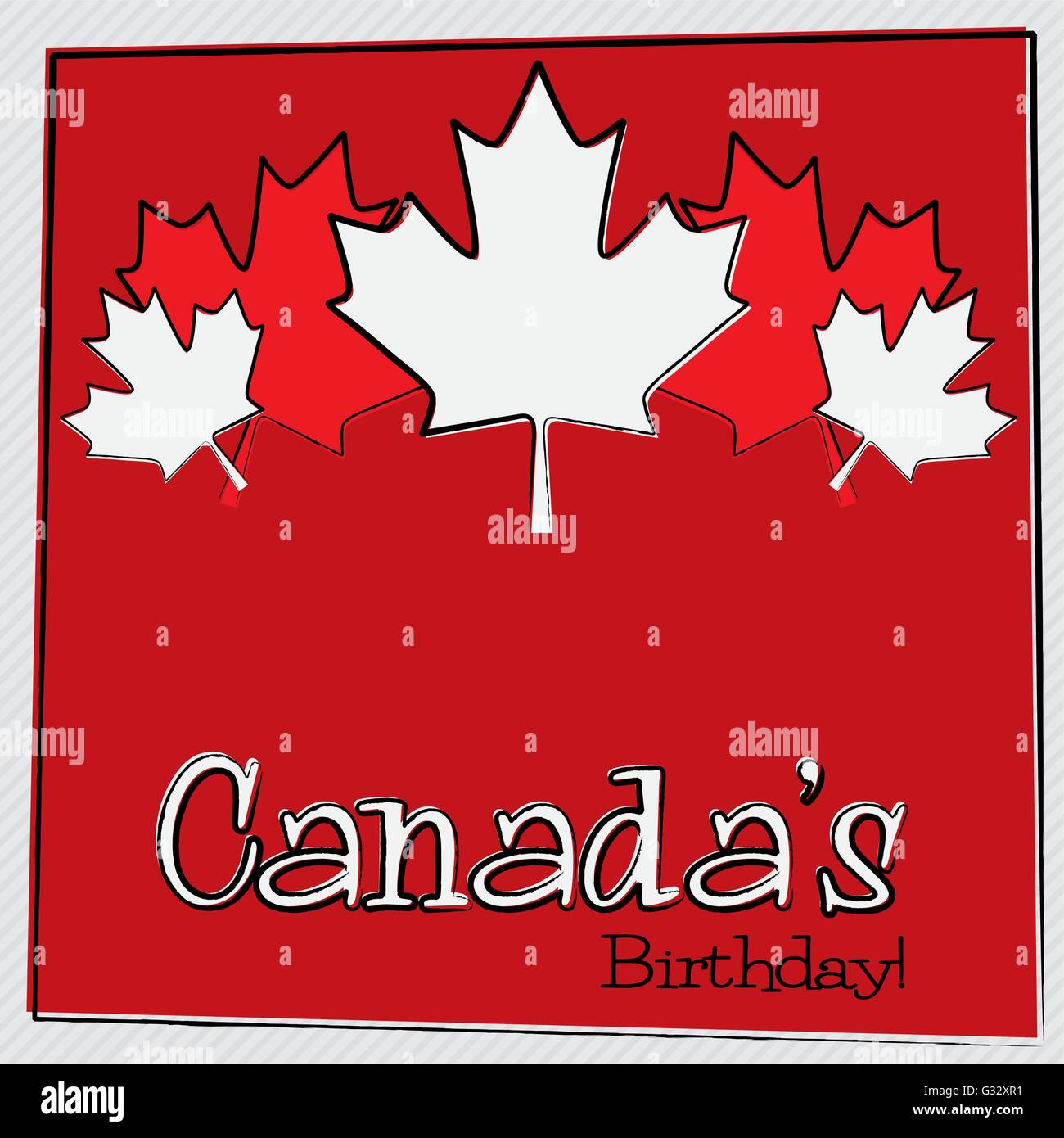 Hand drawn maple leaf Canada Day card in vector format Stock Vector ...
