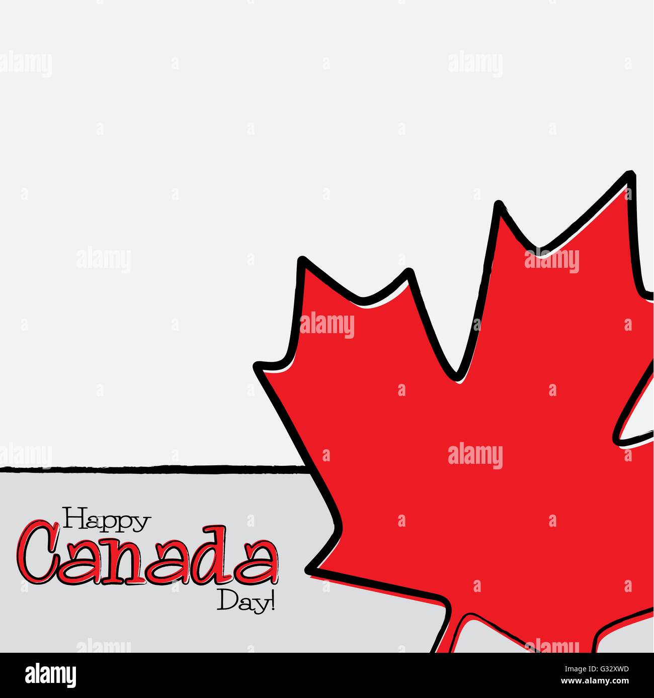Hand drawn maple leaf Canada Day card in vector format Stock Vector ...