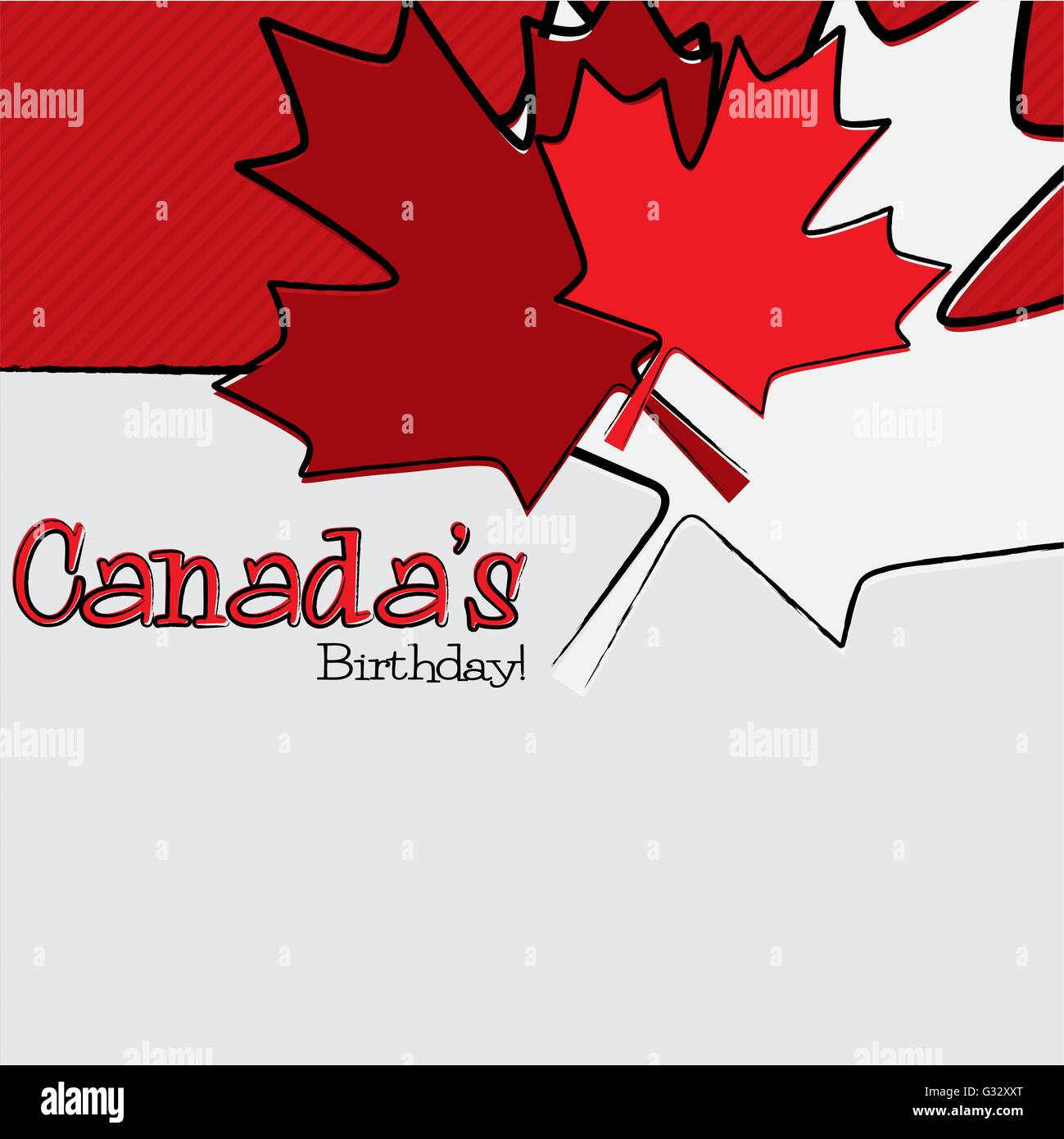 Hand drawn maple leaf Canada Day card in vector format Stock Vector ...
