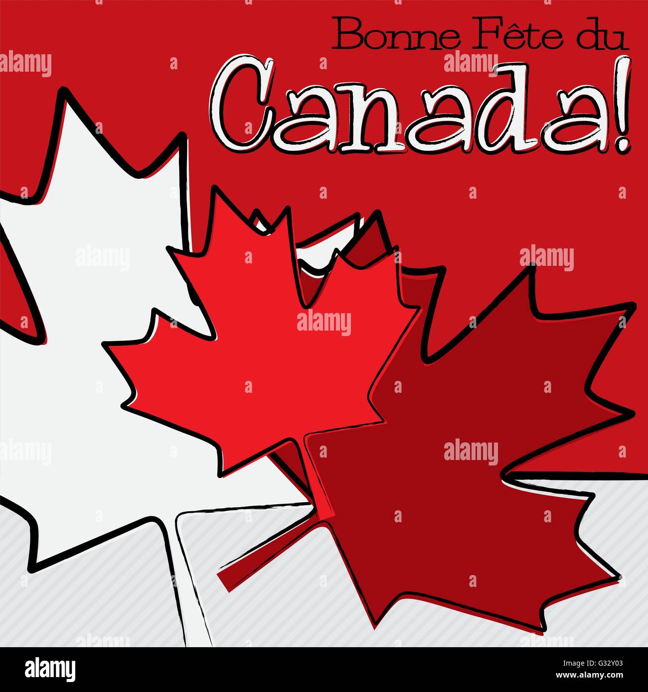 Hand drawn maple leaf Canada Day card in vector format Stock Vector ...