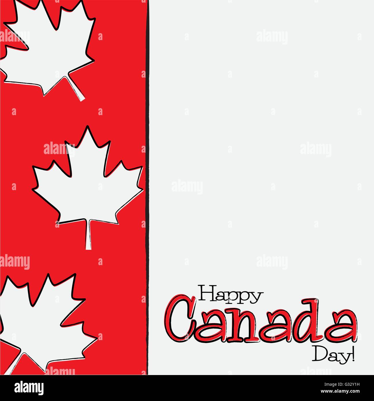Hand drawn maple leaf Canada Day card in vector format Stock Vector ...