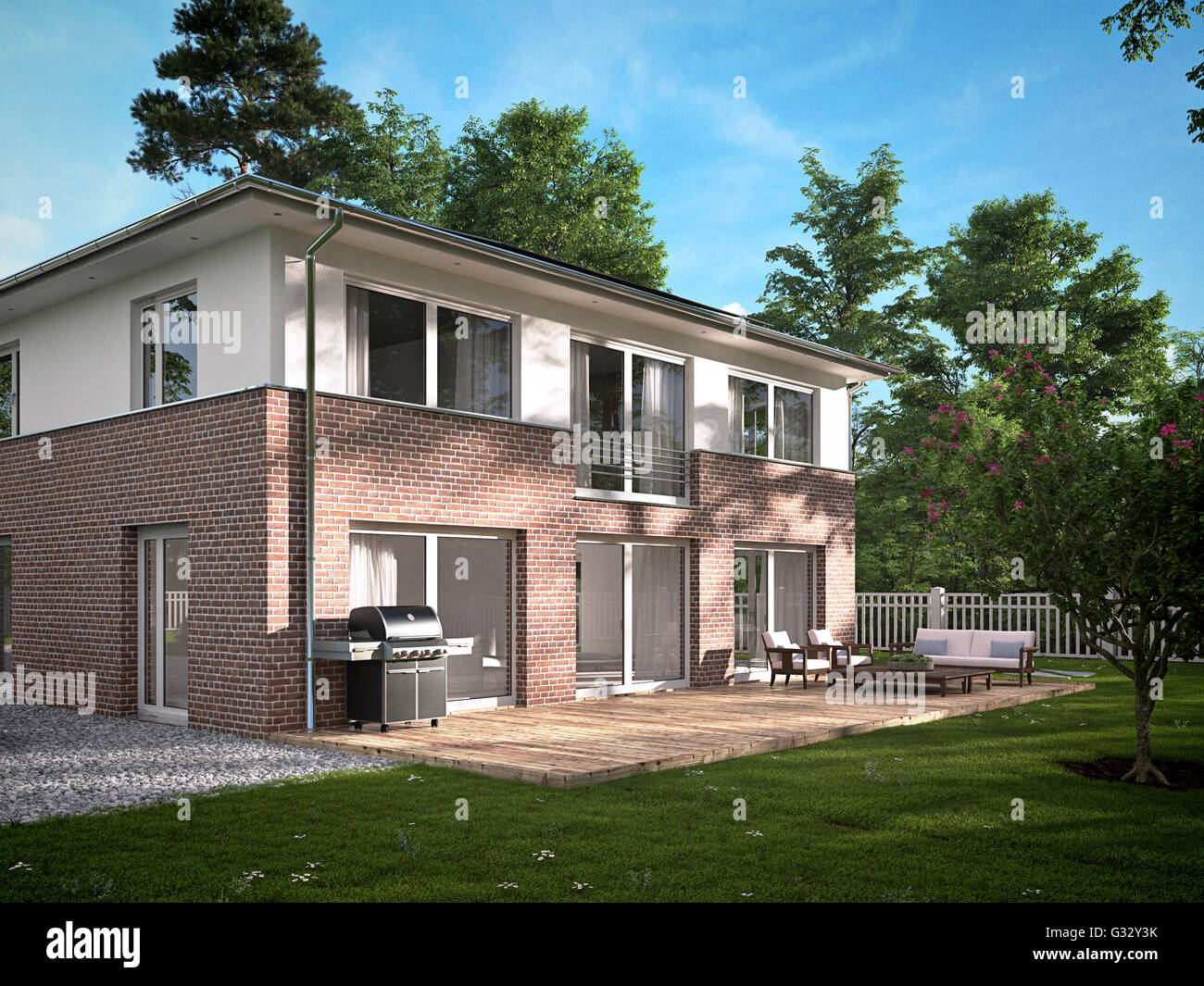 modern townhouse. 3d rendering Stock Photo - Alamy