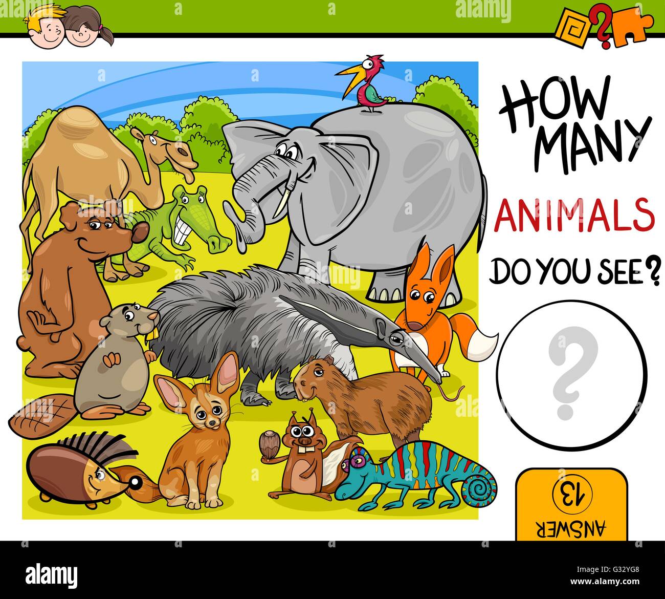 Cartoon Illustration of Educational Counting Math Activity for ...