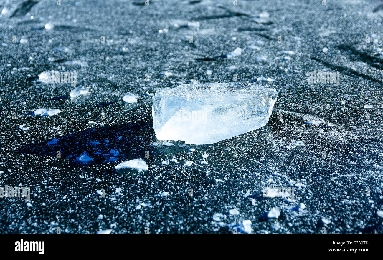 Texture of ice on the frozen lake Stock Photo - Alamy