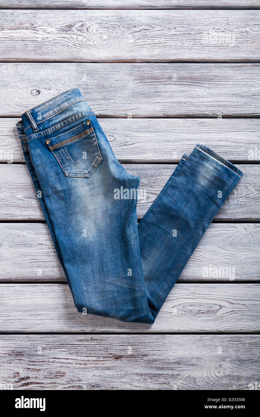 Simple jeans of blue color Stock Photo - Alamy