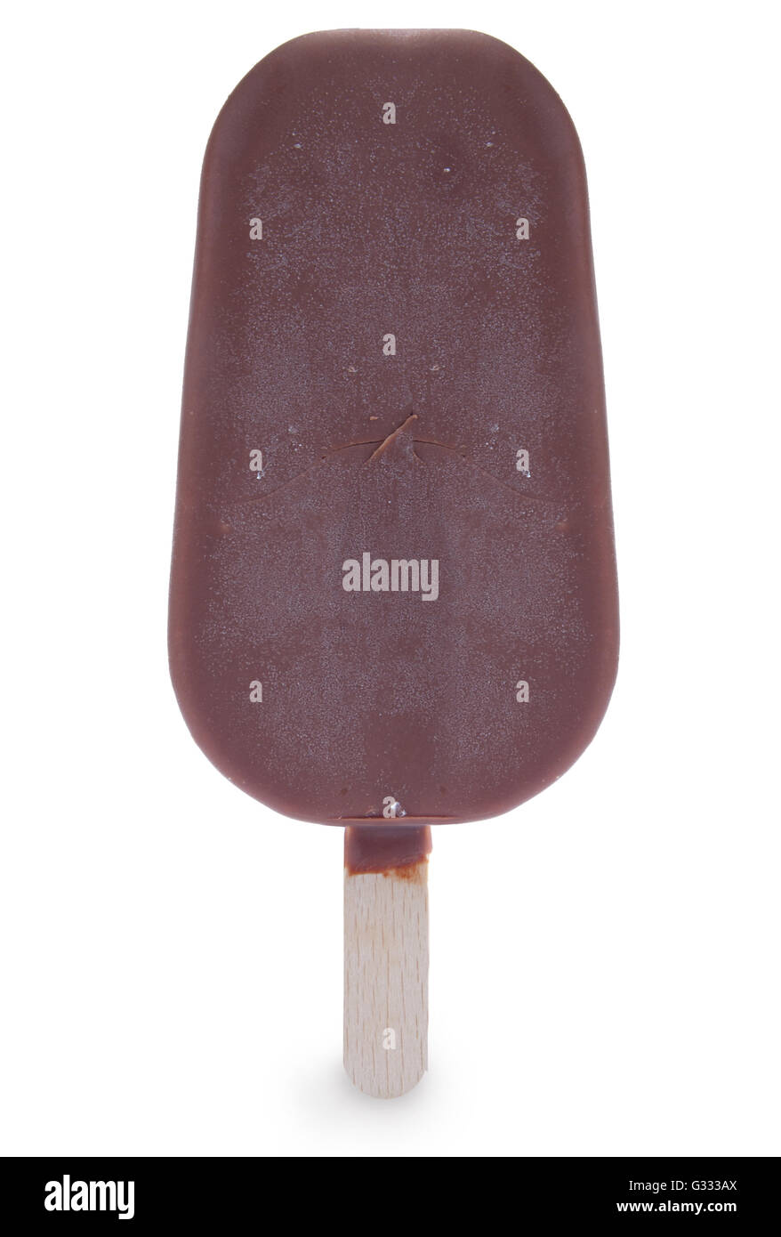 Frozen chocolate ice lolly on a white background Stock Photo - Alamy