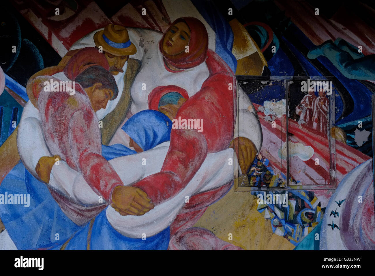 A mural themed on the Soviet Communist collectivism ideology in cinema ...