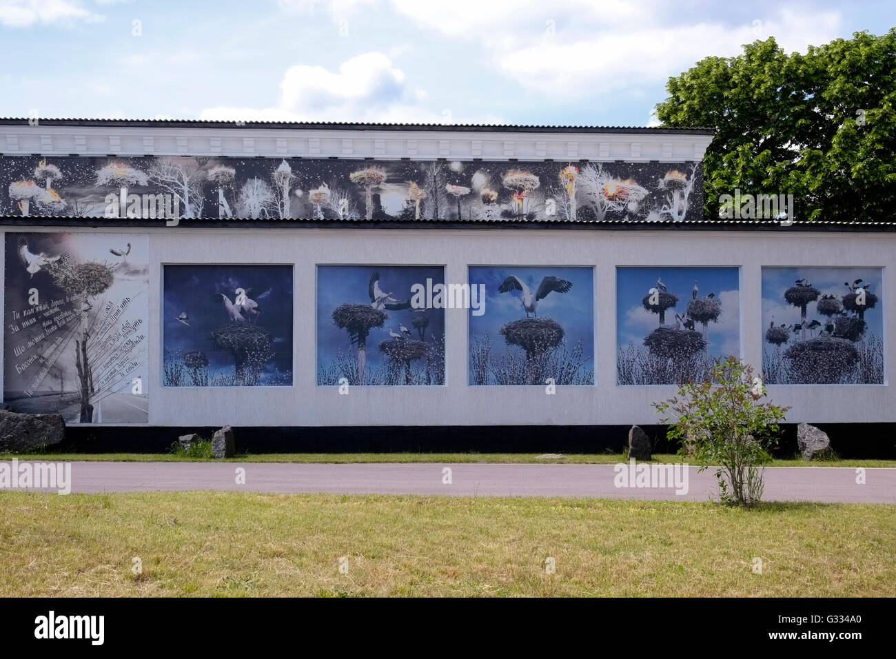 Paintings of white storks the Ukrainian national bird decorates ...