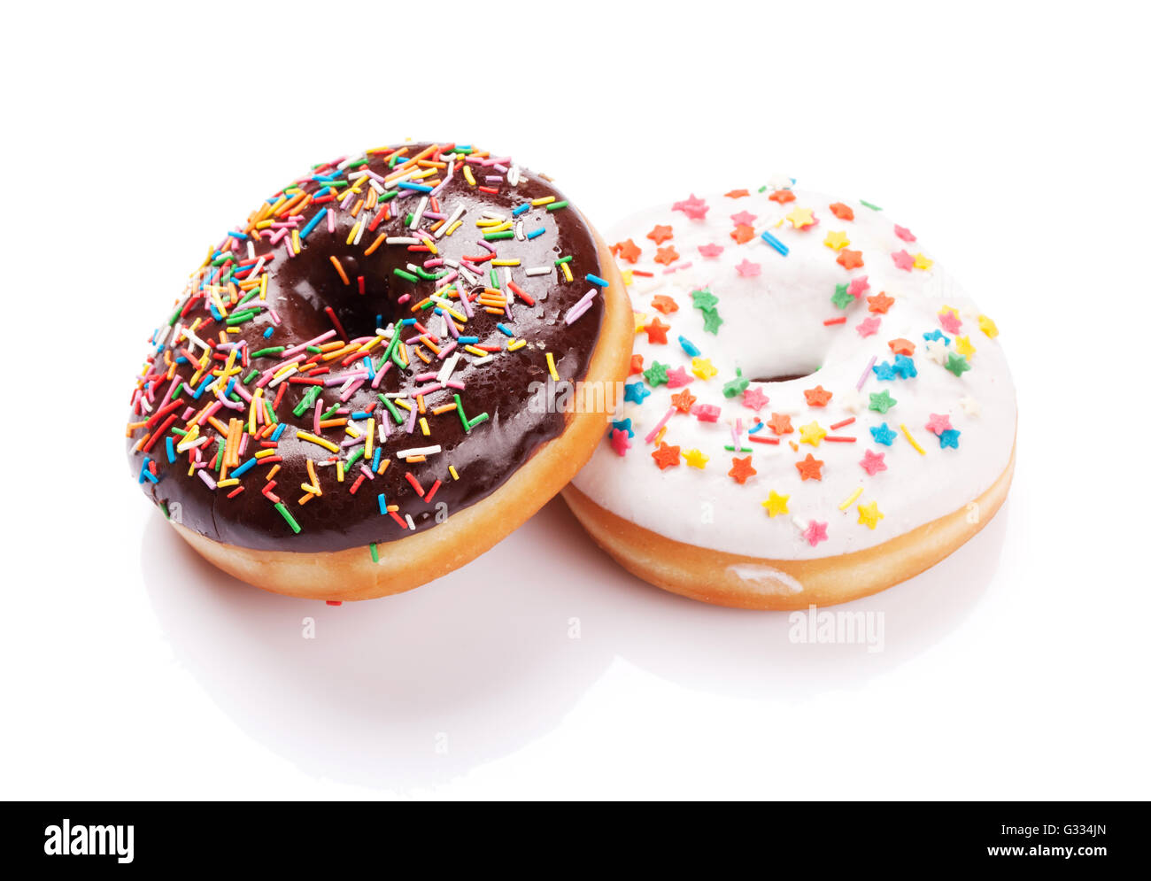 Colorful donuts. Isolated on white background Stock Photo - Alamy